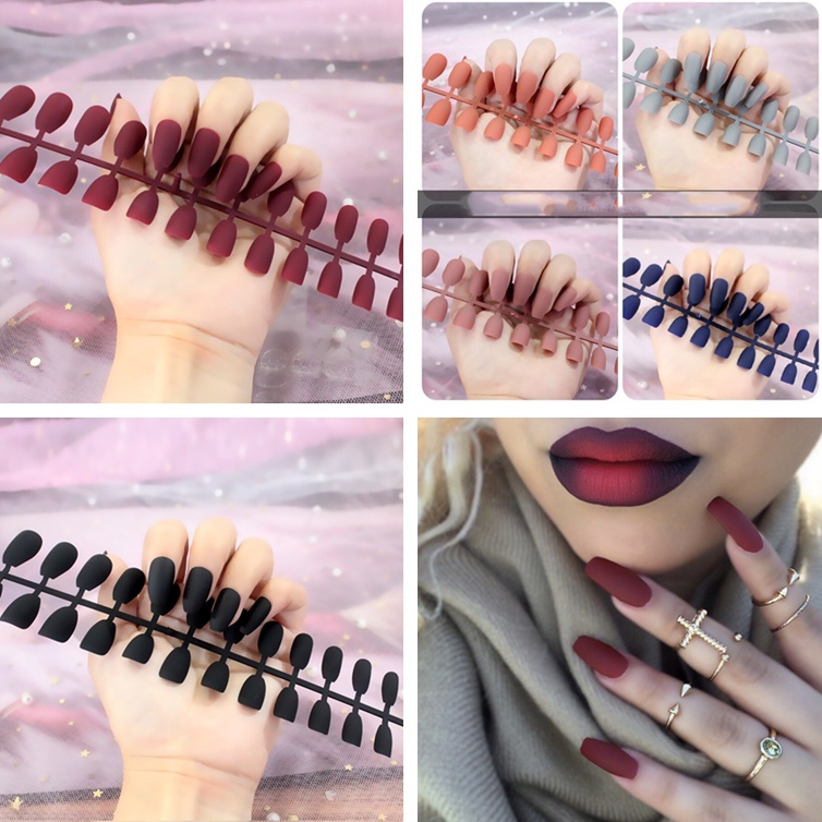 24 pieces of fake nails long ballerina nail pieces finished matte ...