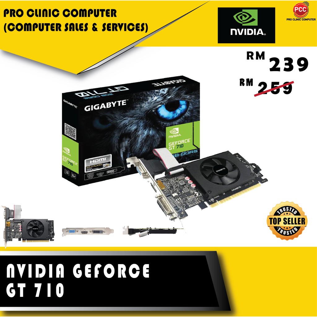 GIGABYTE NVIDIA GEFORCE GT710 2GB DDR5 (GRAPHIC CARD) | Shopee Malaysia