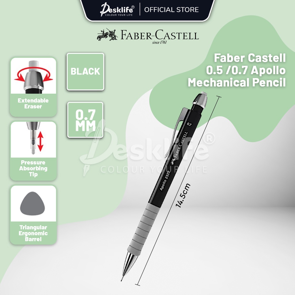 Faber Castell Apollo Mechanical Pencil 0.5 / 0.7 Free Eraser Refill ...