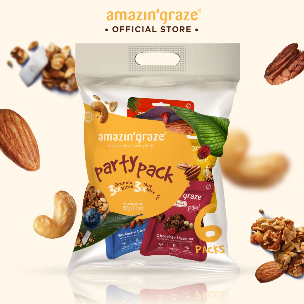 Amazin' Mini Party Packs (3 x Granola, 3 x Nuts) | Shopee Malaysia