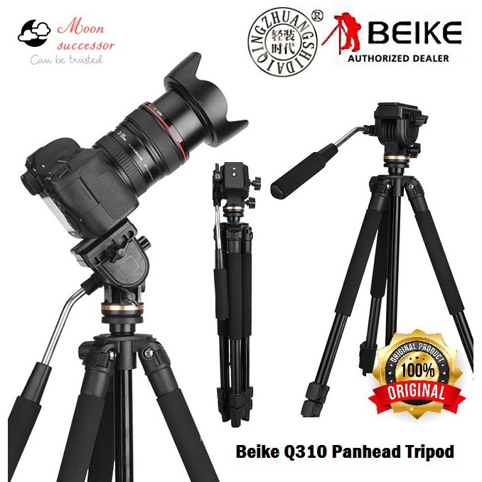 Beike QZSD Q310 Professional Tripod Travel Tripod Handle with 360 Degree Panoramic Platform Pan ...
