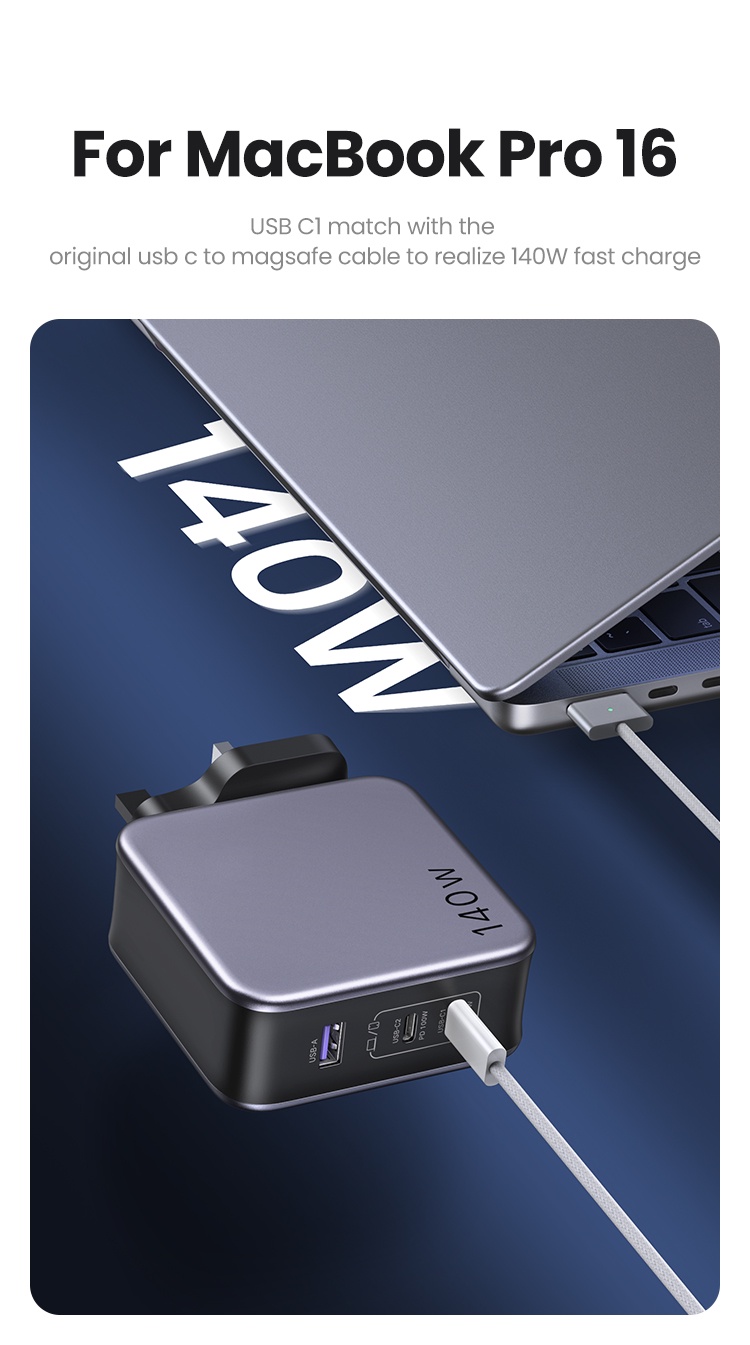 UGREEN USB 140W GaN Charger for Macbook Tablet Fast Charging for iPhone ...