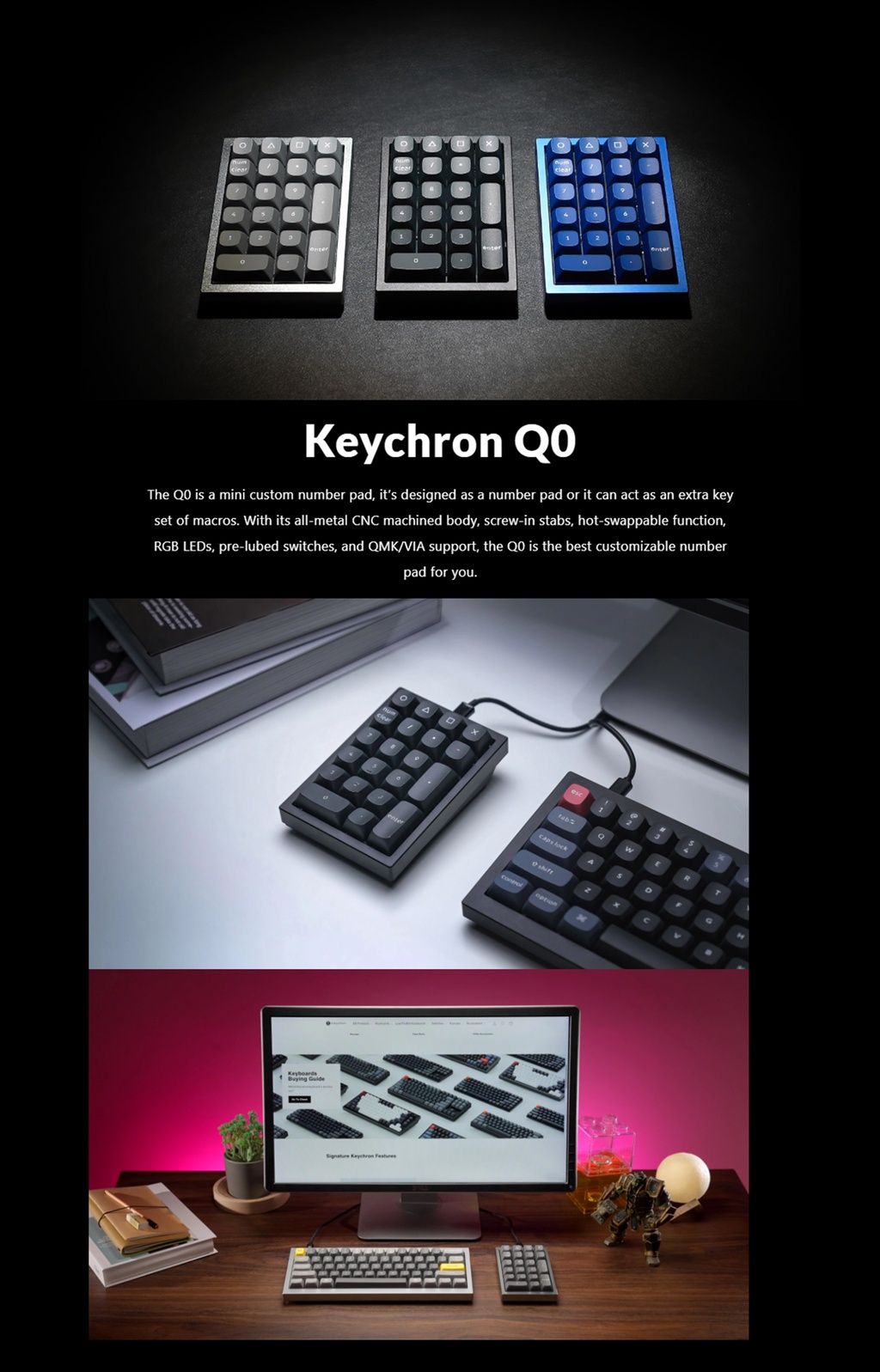 Keychron Q0 Hot Swap RGB Frame Barebone Number Pad - (Grey/Black ...