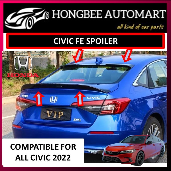 HONDA CIVIC FE 2022-2024 DUCKTAIL RS SPOILER & WINDSCREEN SPOILER ...