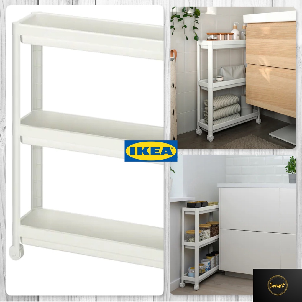 VESKEN TROLLEY WHITE 54X18X71CM IKEA TROLLEY BATHROOM KITCHEN TROLLEY ...