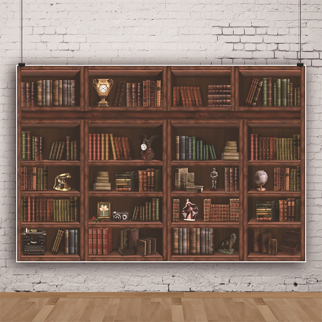 Photo Studio Photo Background Wooden Book Shelf Library Study Room ...