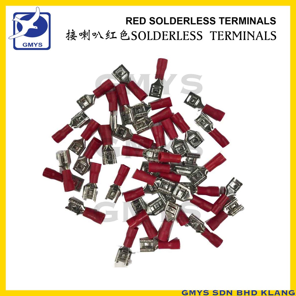 K4 - 100 pcs x Solderless Terminals for swiftlet tweeters red/ blue ...