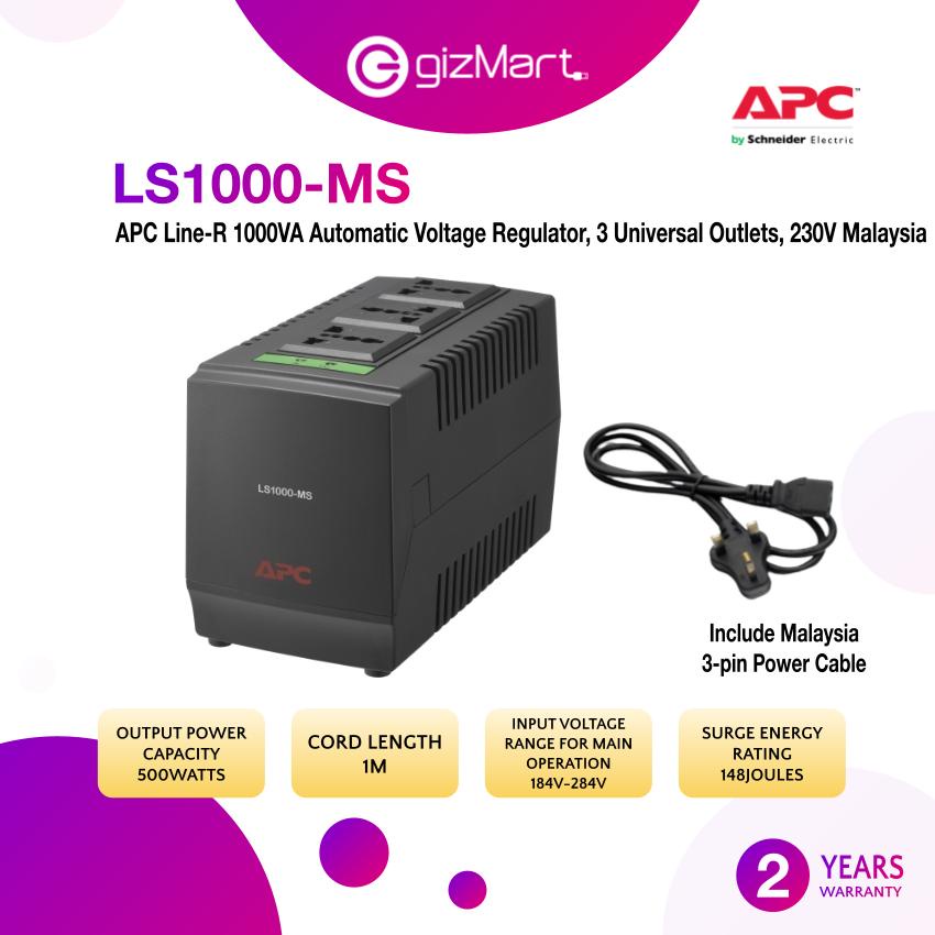 APC LS1000-MS Line-R 1000VA Automatic Voltage Regulator, 3 Universal ...