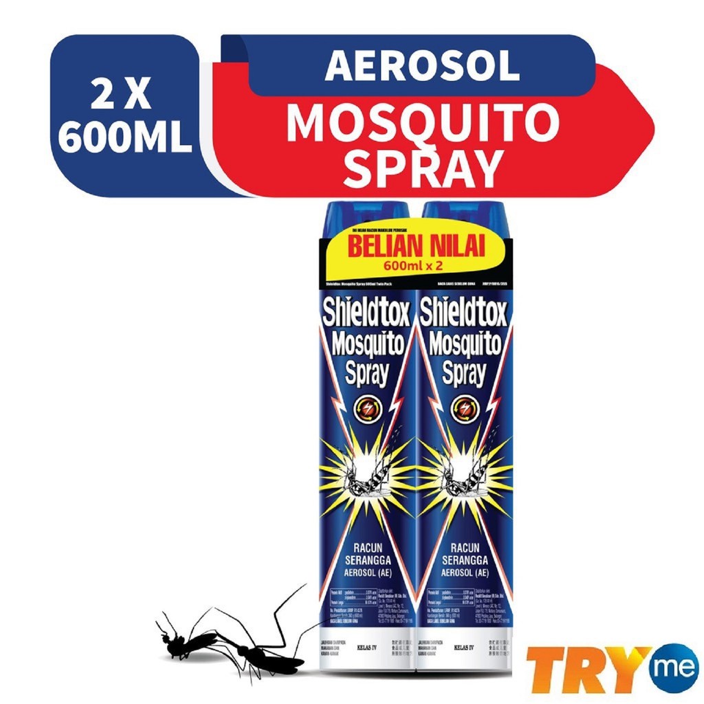 Shieldtox Mosquito Spray Aerosol (2x600ml) | Shopee Malaysia