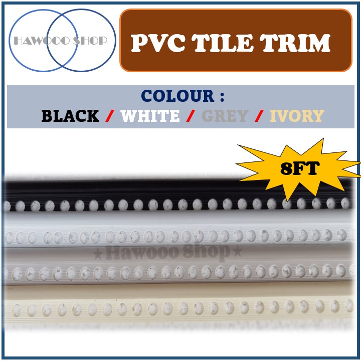 *4FEET X 2PCS* ROUND EDGE PVC PLASTIC TILE TRIM / PVC MOSAIC CORNER ...