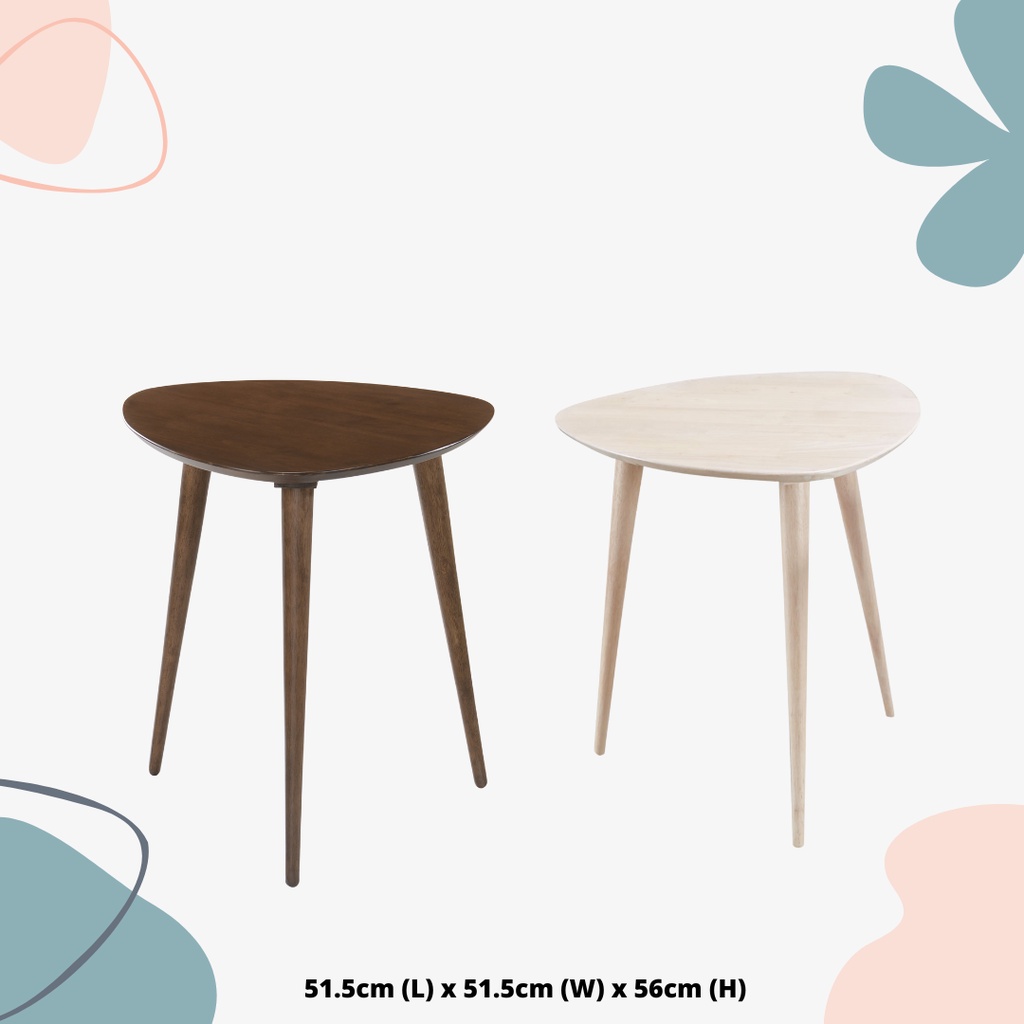 SHIRO Solid Wood Side Table Wood End Table Kayu Meja Kopi Tepi Ruang ...