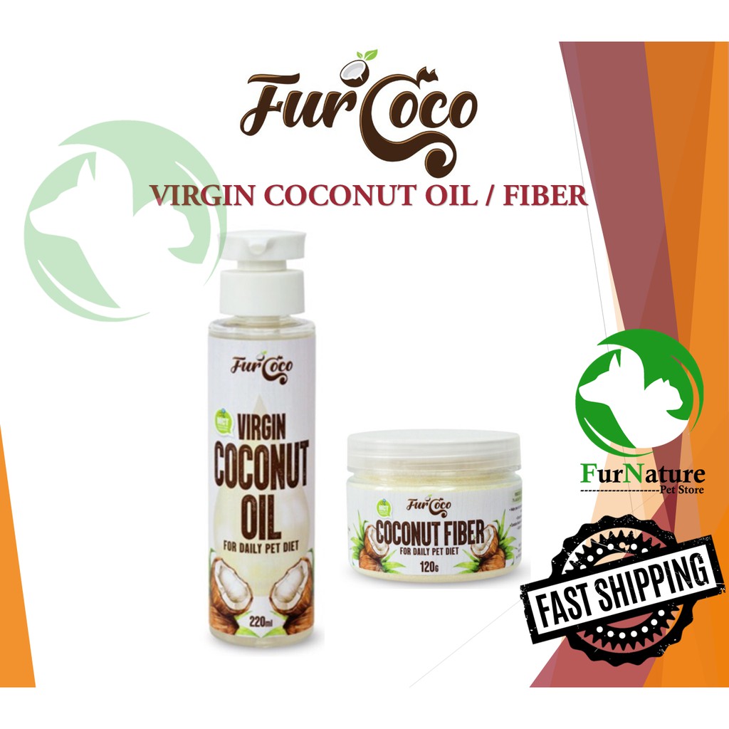 Furcoco Virgin Coconut Oil & Fiber 220ml/120gram For Daily Pet Diet Dog ...