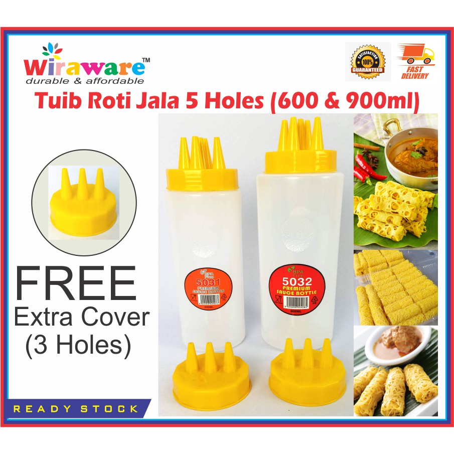 Tiub Roti Jala 5 Lubang 600ml & 900ml (FREE Extra Cover 3 Lubang ...