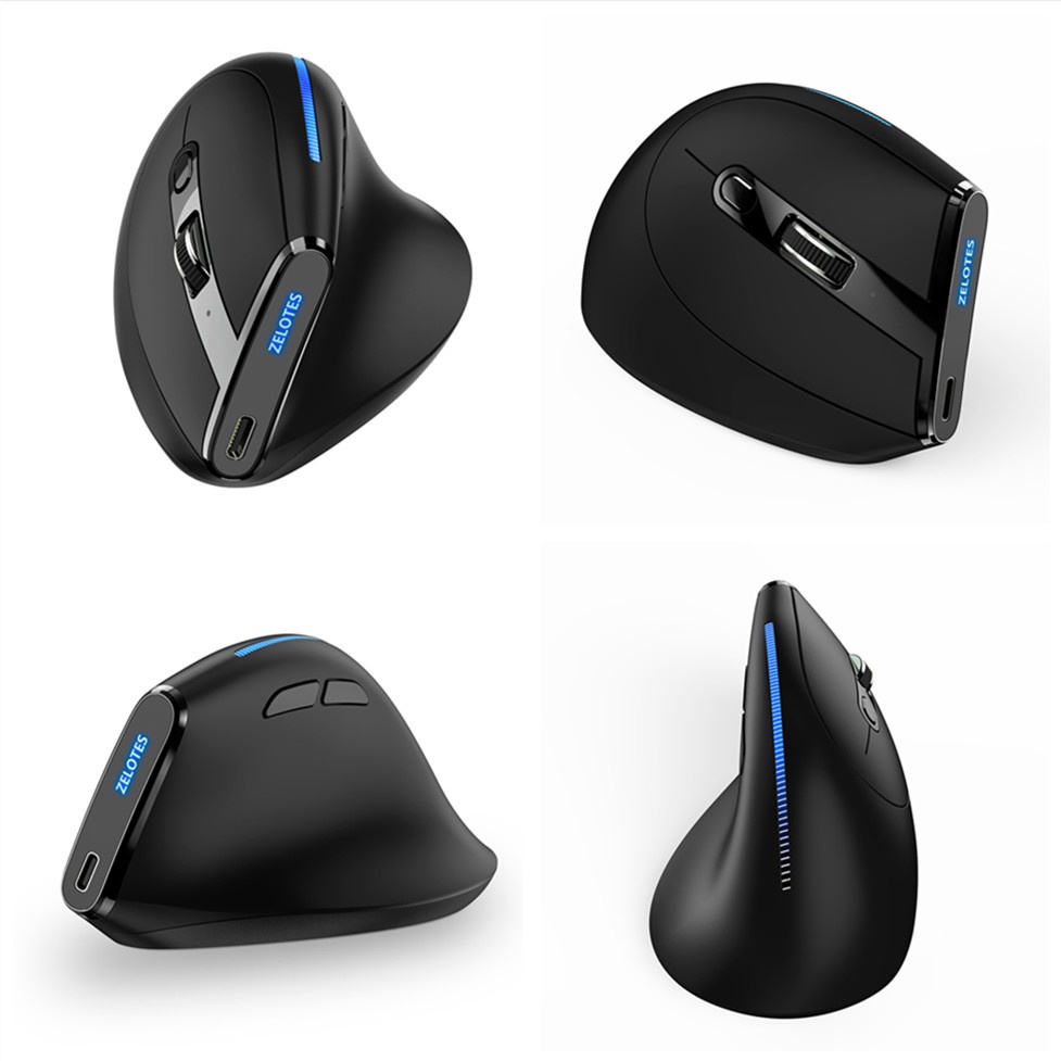 VICTSING F36A Vertical Ergonomic 2.4G Wireless Mouse 3-gear DPI LED ...