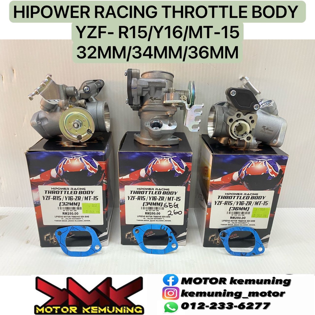 HI POWER RACING THROTTLE BODY R15 / Y16 / MT15 32MM/34MM/36MM HIPOWER ...