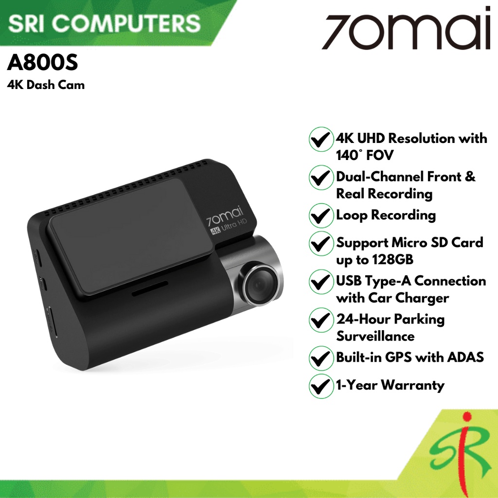 70MAI A800S 4K Dash Cam (1-YEAR WARRANTY) | Shopee Malaysia