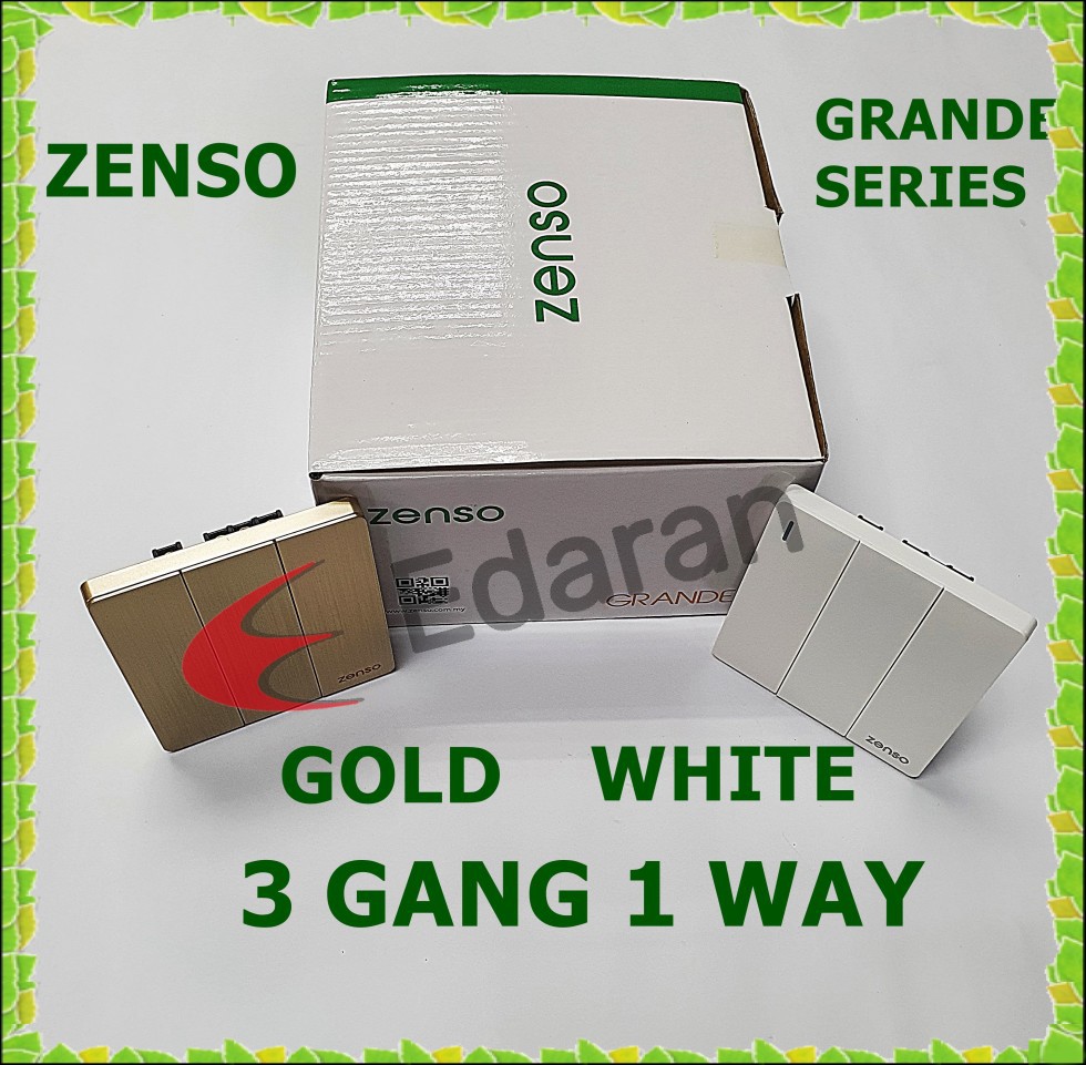ZENSO G1031 GRANDE 16A 3 GANG 1 WAY SWITCH (GOLD & WHITE) | Shopee Malaysia