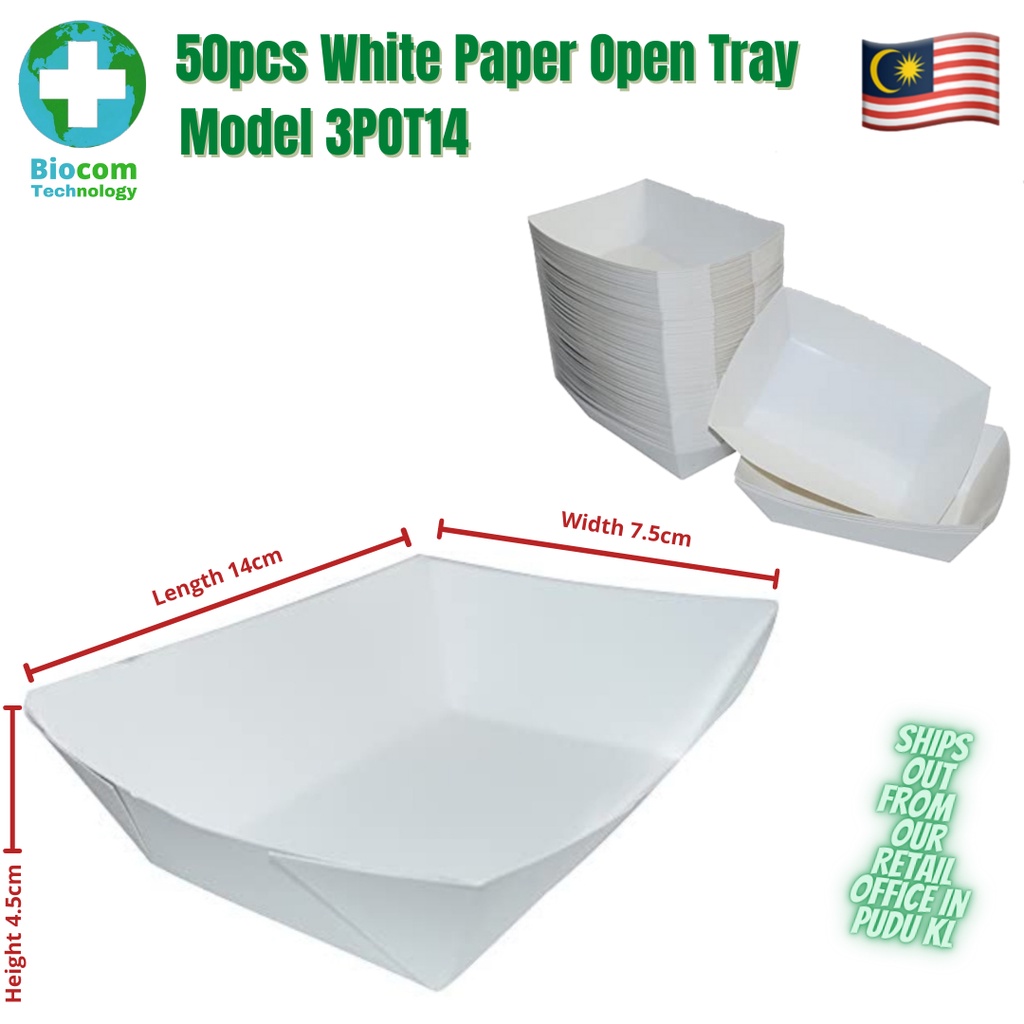 Assorted Sizes 50pcs Bio White Paper Open Food Tray French Fries Cake ...