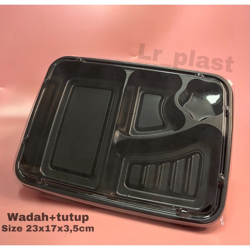 HITAM Mika BENTO 4 SEASONS CONTAINER & LID / LUNCH BOX BENTO BLACK ...