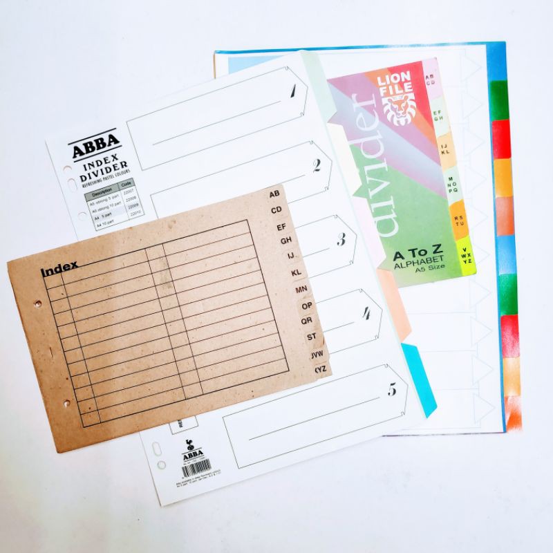 A4 Index Divider A5 Seperator Lion File ABBA Plastic Paper Kraft A4 A5 ...