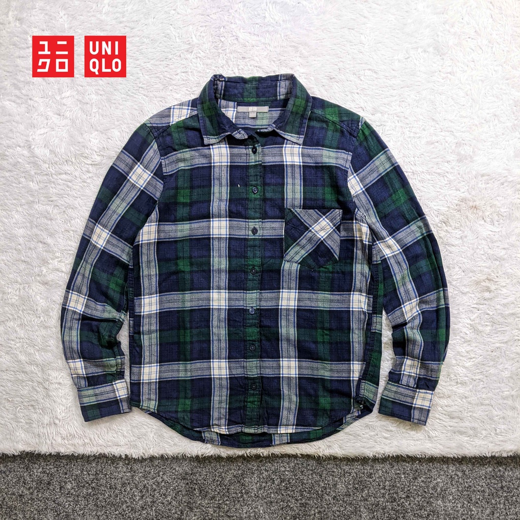 KEMEJA 263- Second Hand Uniqlo Second Women's Flannel Shirt Original ...