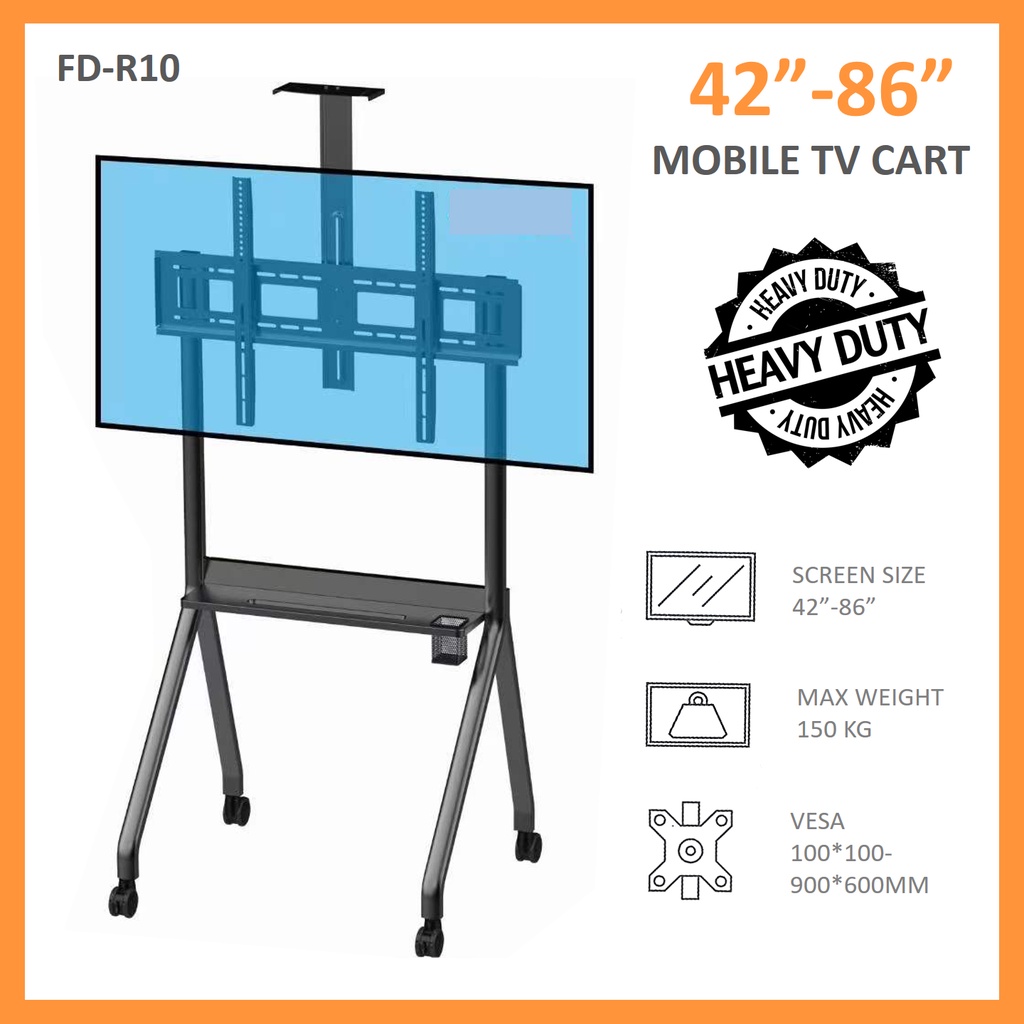 Universal 42" to 86" Portable Mobile TV Trolley Bracket Stand Movable ...