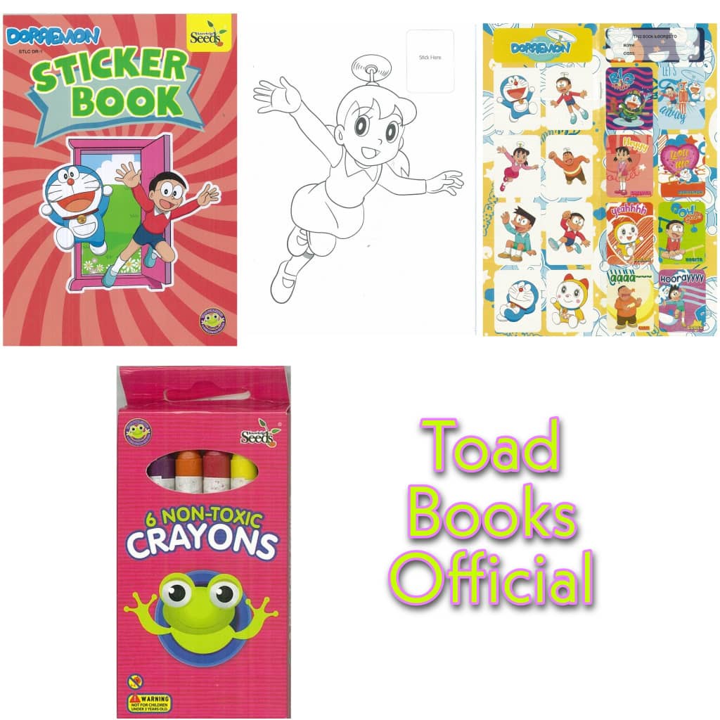 TOAD BOOKS : DORAEMON BUKU STIKER + 6 KRAYON KECIL - SET ( STLC DR ...