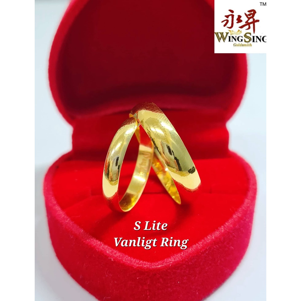 Wing Sing Cincin Belah Rotan Licin Padu Emas 916/916 Gold Plain Ring ...