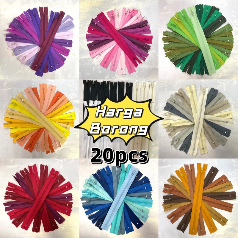 🇲🇾20pcs Zip biasa/kain warna| zipper cloth| zip baju kurung/kotak ...