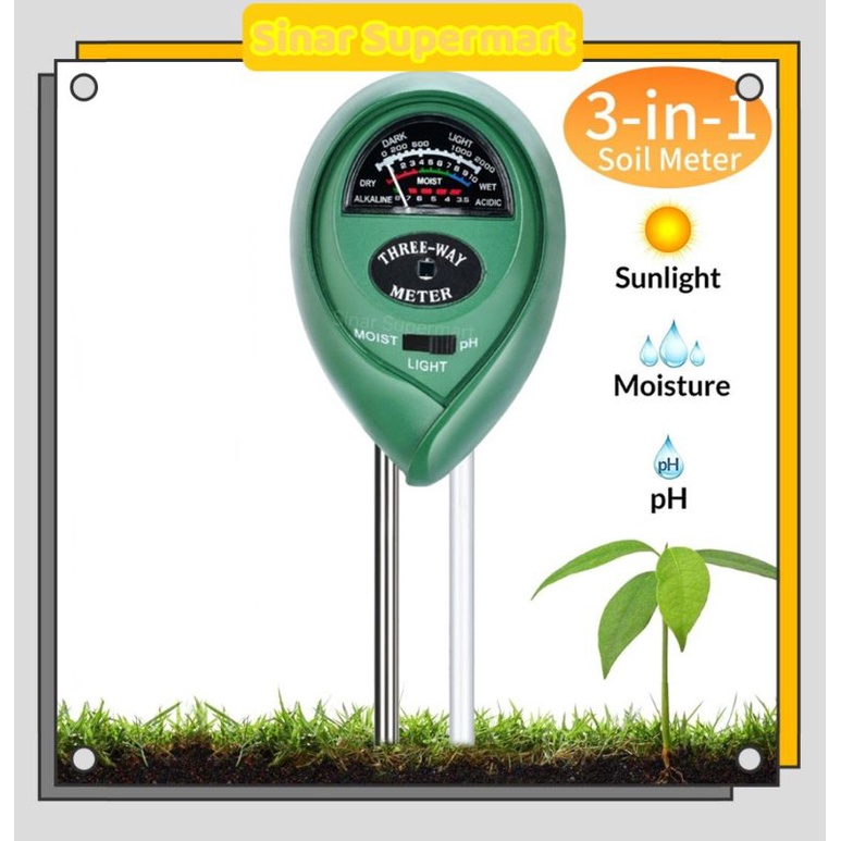 3 in 1 Soil Moisture Sunlight PH Meter Digital Tester Measurement ...