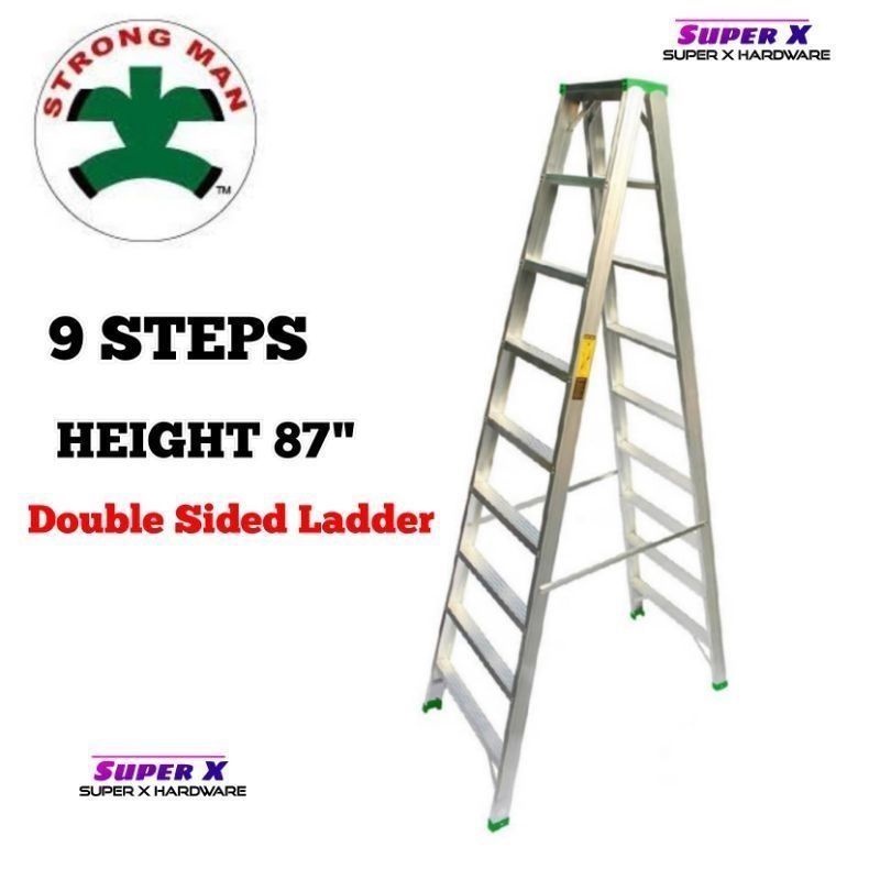 🔥9 STEP Double Sided Ladder (STRONGMAN) | Shopee Malaysia