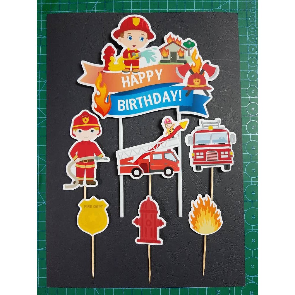 FIREMAN BOMBA Cake Topper(CLEARANCE) Readymade Ready stock Laminated ...
