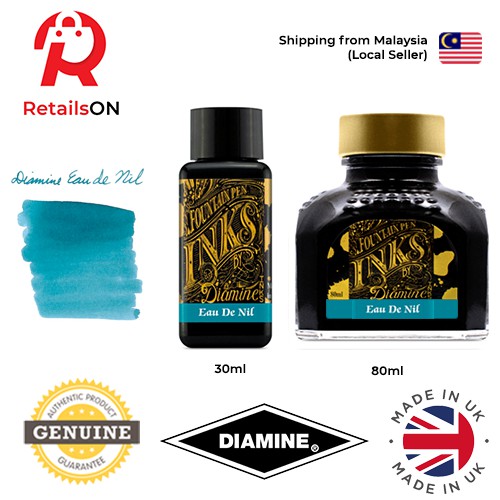 Diamine Ink Bottle (30ml / 80ml) - Eau de Nil / Fountain Pen Ink Bottle ...