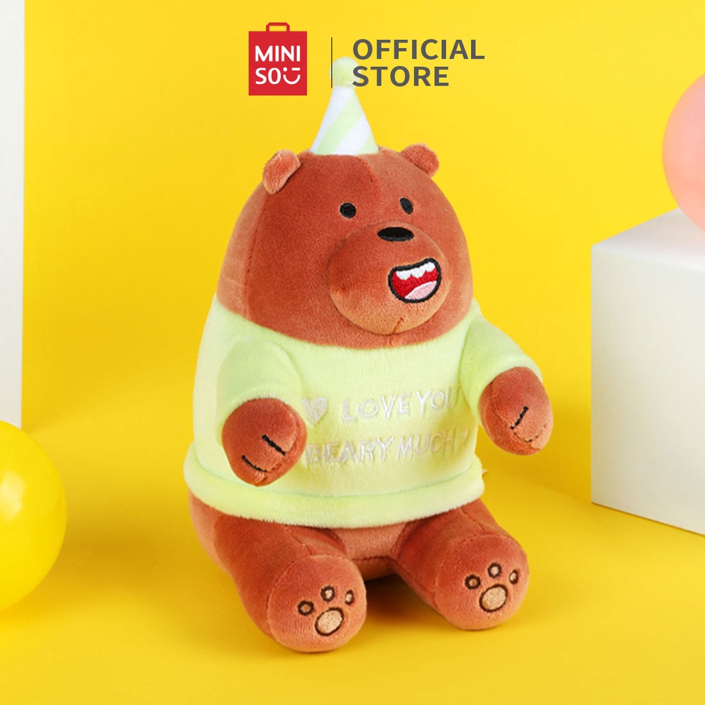 We Bare Bears Birthday teddy bear wearing a premium Miniso hat, super ...