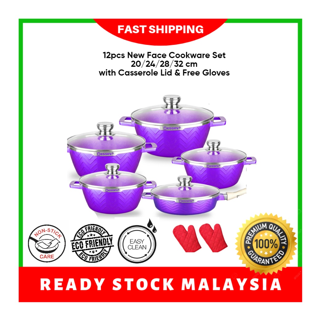 Dessini 12Pcs New Face Cookware | Shopee Malaysia