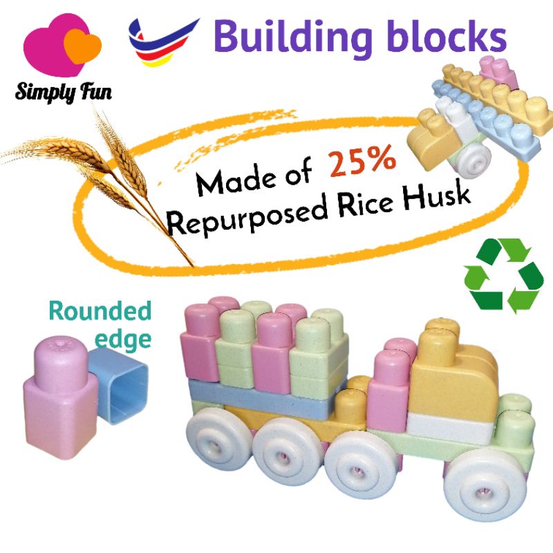 🇲🇾 Ready stock ️ Building blocks non toxic made from rice husk 60 ...