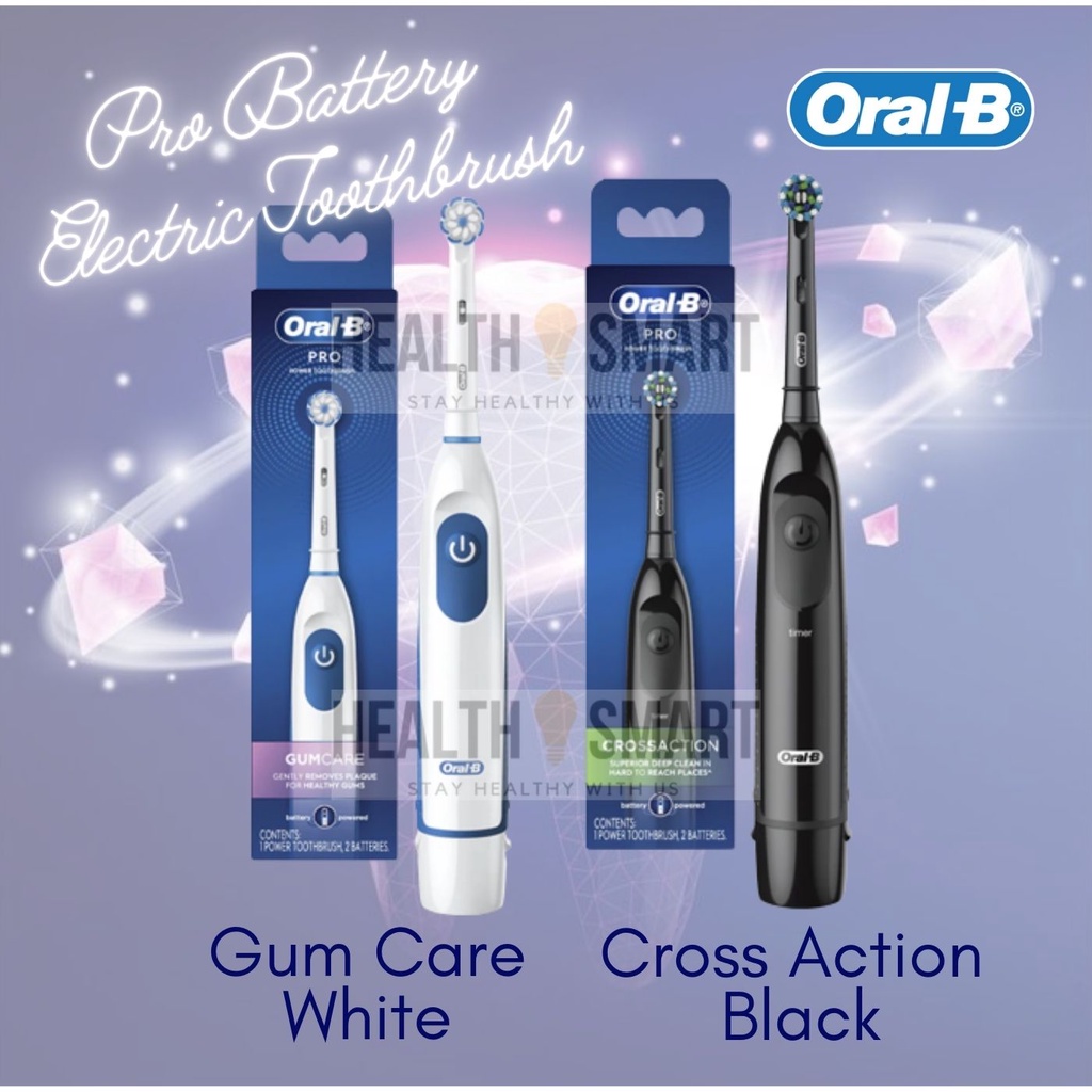 ORAL-B Pro Battery Toothbrush Gum Care White / Oral B Electric Toothbrush Cross Action Black ...