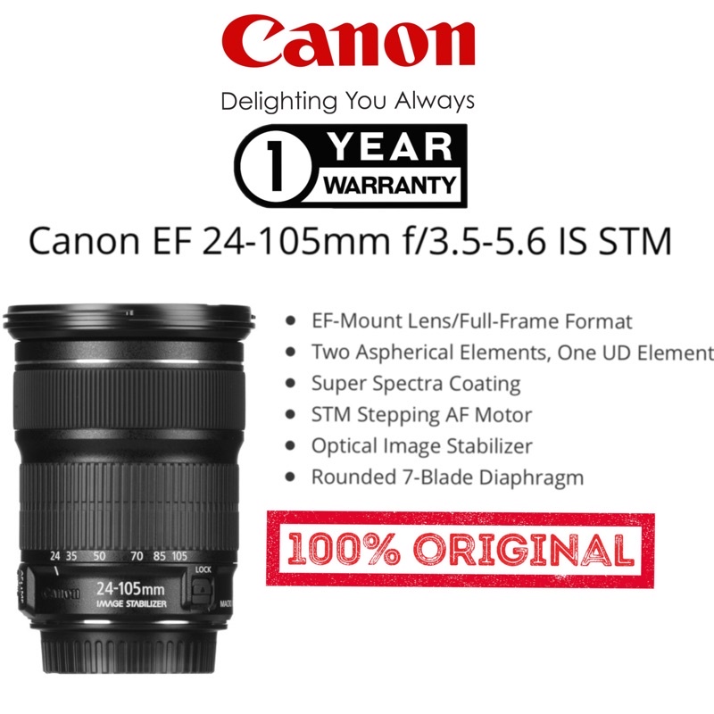 Canon EF 24-105mm F/3.5-5.6 IS STM original (1 years warranty) | Shopee ...