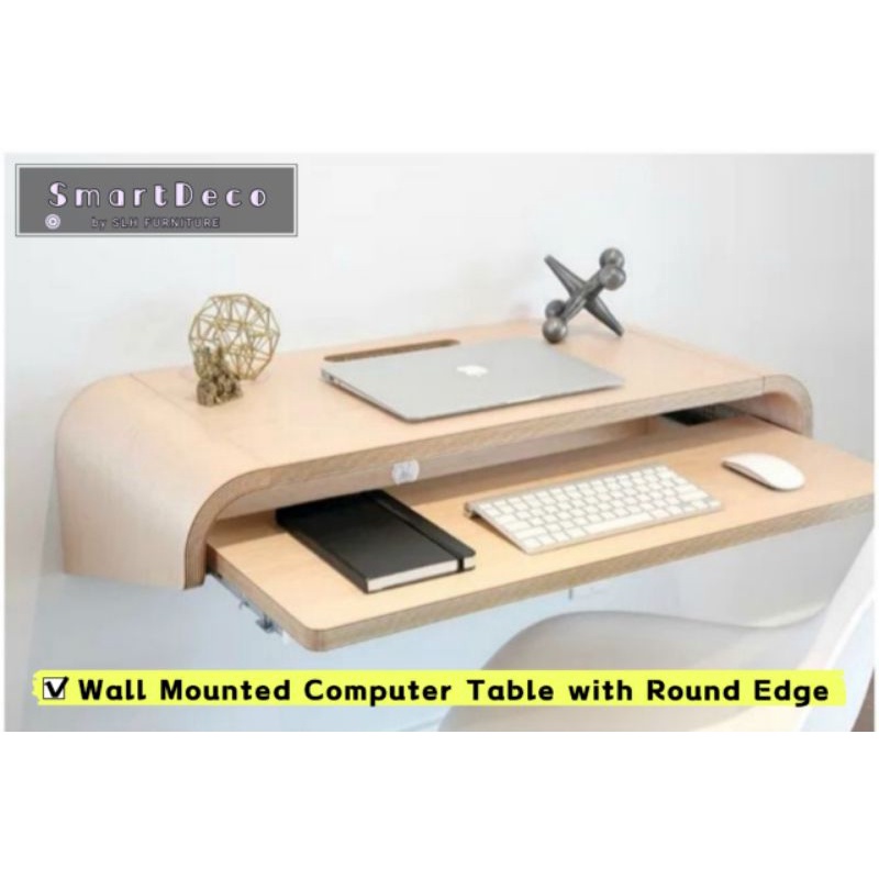 Wall Mounted Type Computer Table with HPL Laminate Surface Round Edge ...