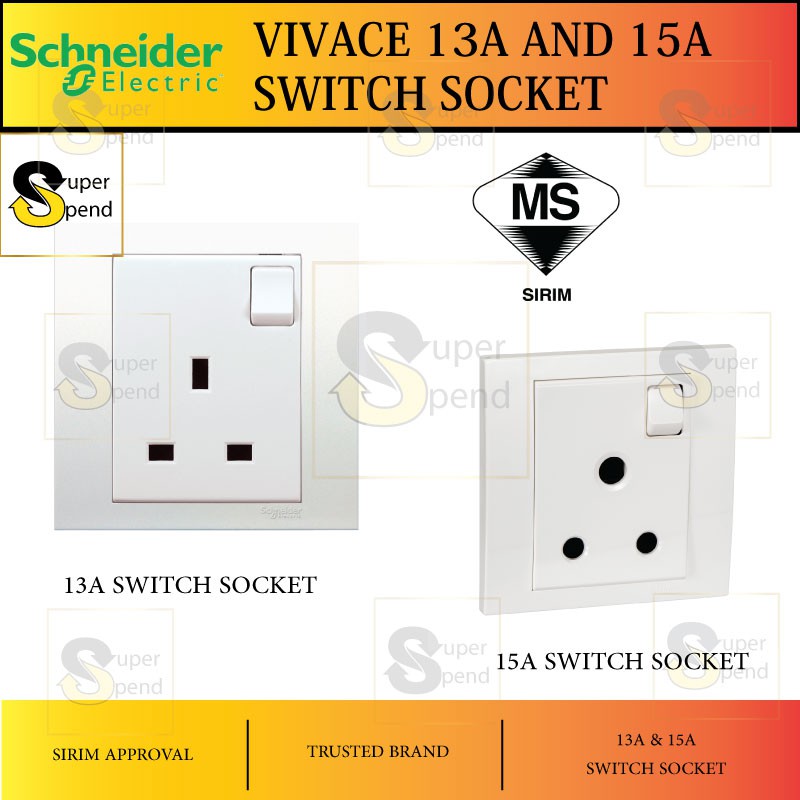 Schneider Vivace 13A and 15A Switch Socket KB15 KB-15/15 | Shopee Malaysia