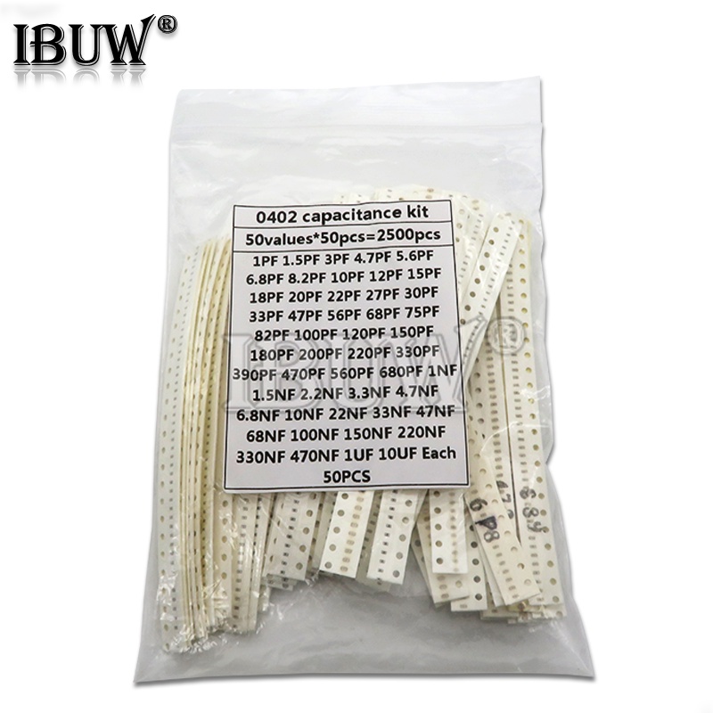 0402 SMD Ceramic Capacitor Assorted Kit 1pF~10uF 50values*50PCS=2500PCS ...