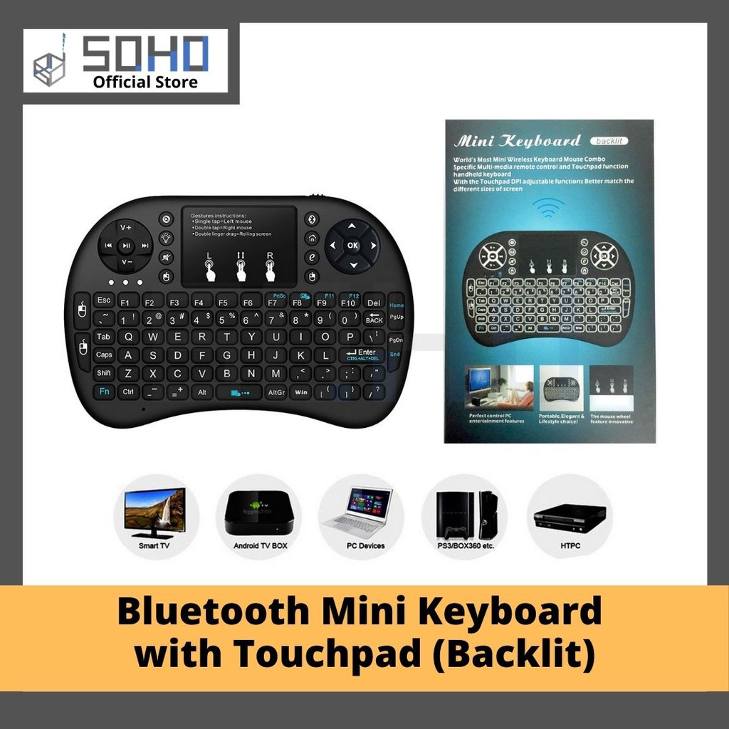 Touchpad Mini Keyboard Wireless RF 2.4G remote control mouse backlit ...