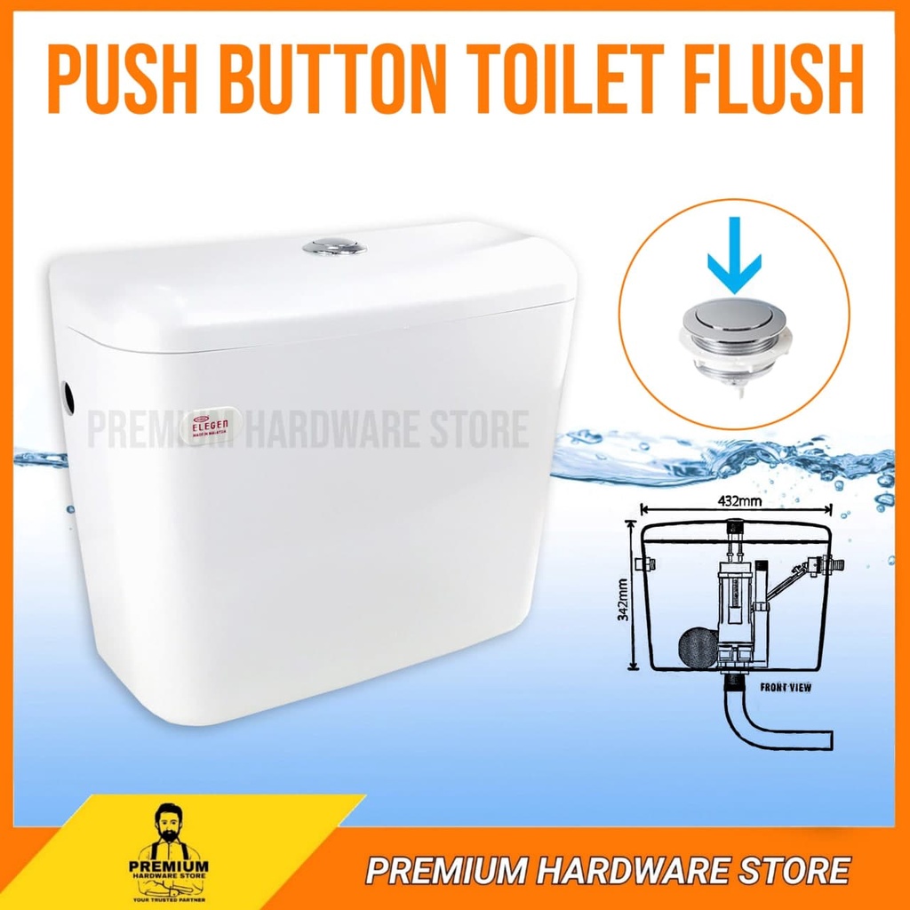 TECHPLAS Elegen Single Flush Push Button Plastic Cistern TCH-1102 ...