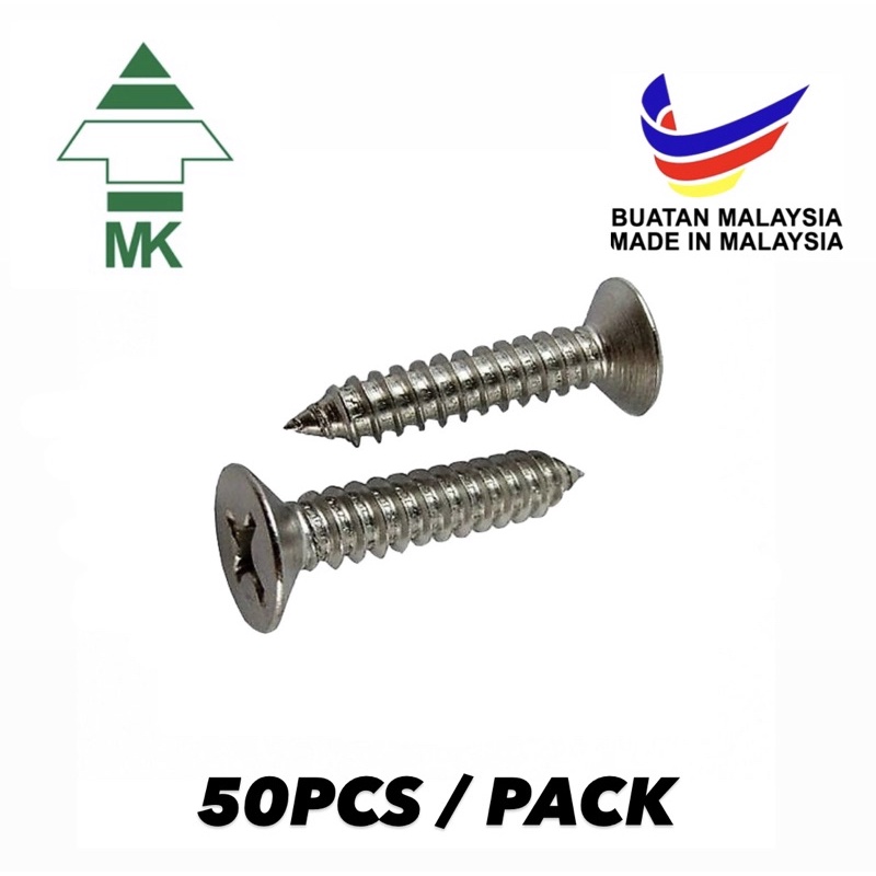 [100% ORIGINAL] MK FLAT HEAD ROUND HEAD SELF TAPPING SCREW / WALL SCREW ...