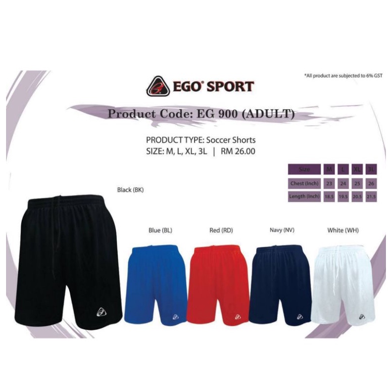 EGO SPORT EG500 TEAM WEAR FOOTBALL / FUTSAL SHORTS (MADE IN THAILAND ...