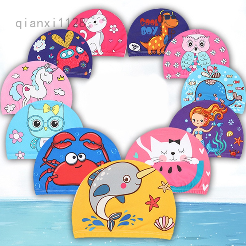 Outdoor Cartoon Animal Swimming Cap Children Elastic Cute Kids Protect ...