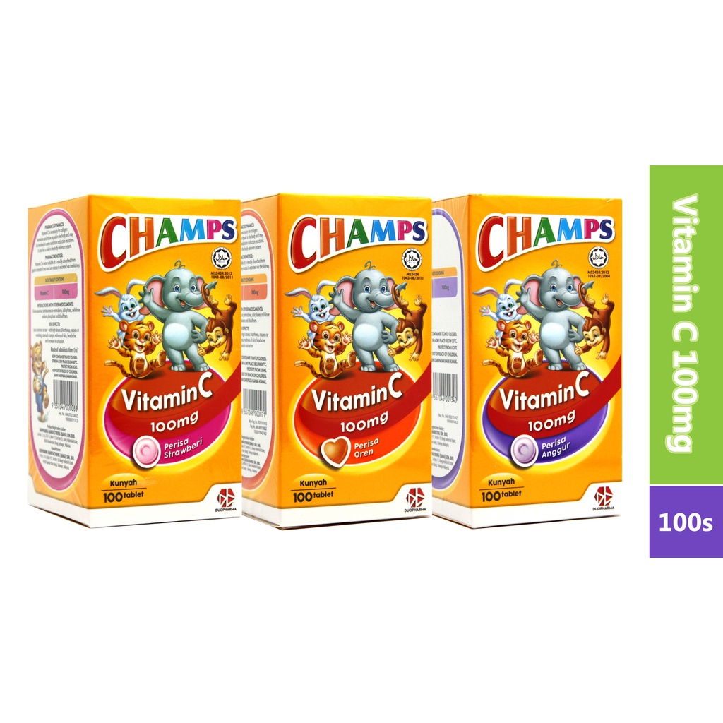 CHAMPS VITAMIN C 100MG CHEWABLE TABLET 100S ( ORANGE / BLACKCURRANT ...