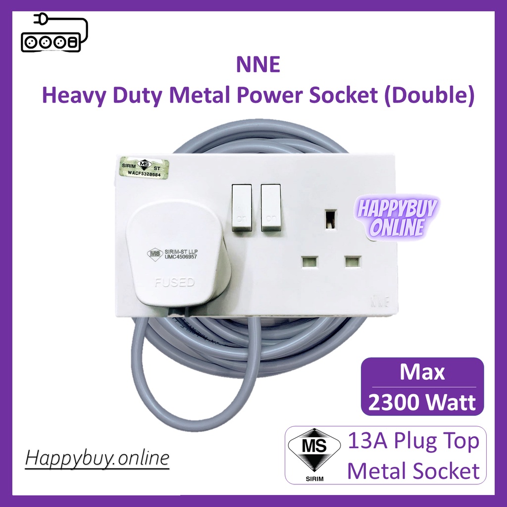 NNE Heavy Duty Double Trailing Socket Outlet (SIRIM) NNE Power Socket ...