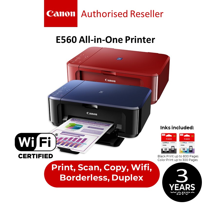 CANON Pixma E560 Advanced Auto Duplex All-In-One Wireless Printer (Print, Scan, Copy, Wifi ...