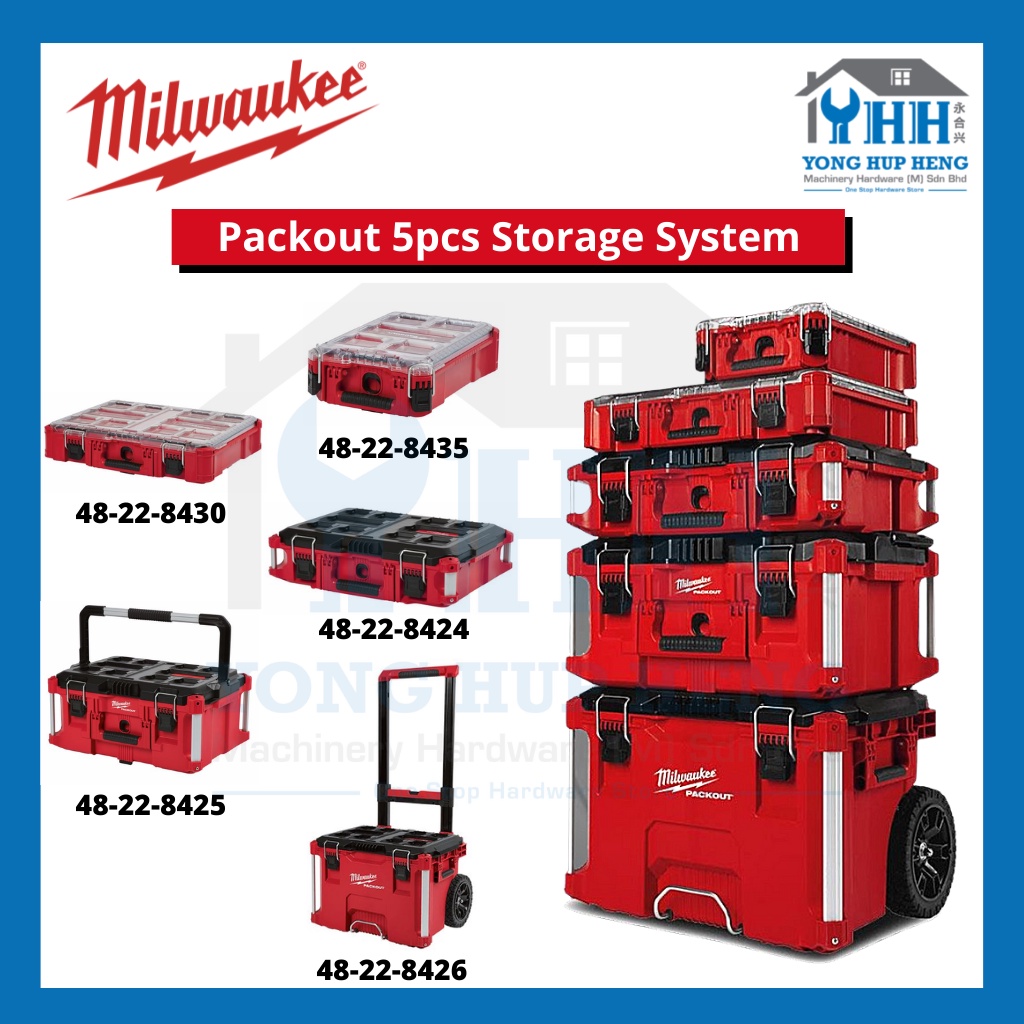 Milwaukee PACKOUT 5 Piece Storage System | Tool box storage box 48-22-8435 48-22-8430 48-22-8424 ...